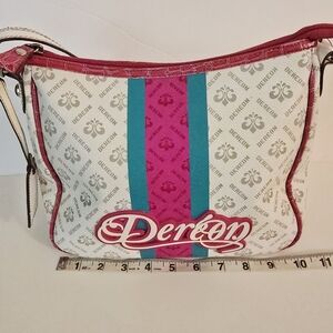 Dereon | Bags | Dereon Pink And White Hobo Bag With Signature Style ...